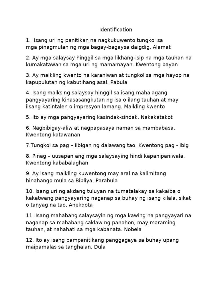 Filipino Quiz | PDF