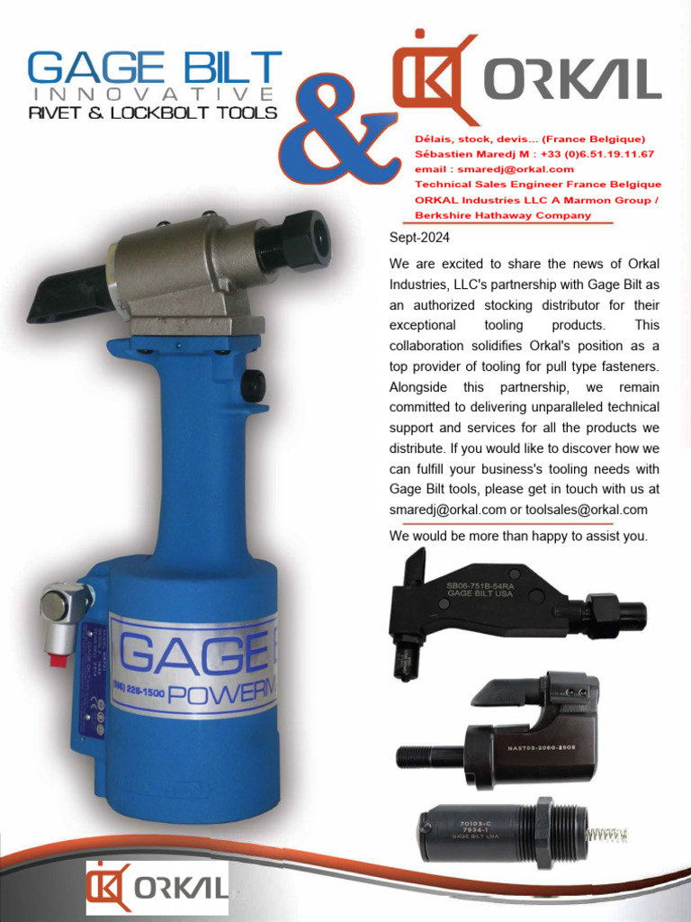 2024 Orkal Gagebilt Riveter Distributor Stockist Sebm | PDF