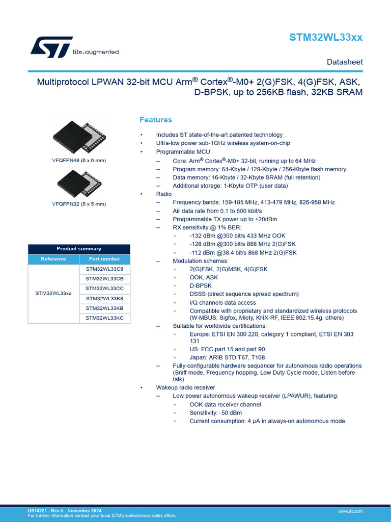 STM 32 WL 33 CB | PDF | Microcontroller | Modulation