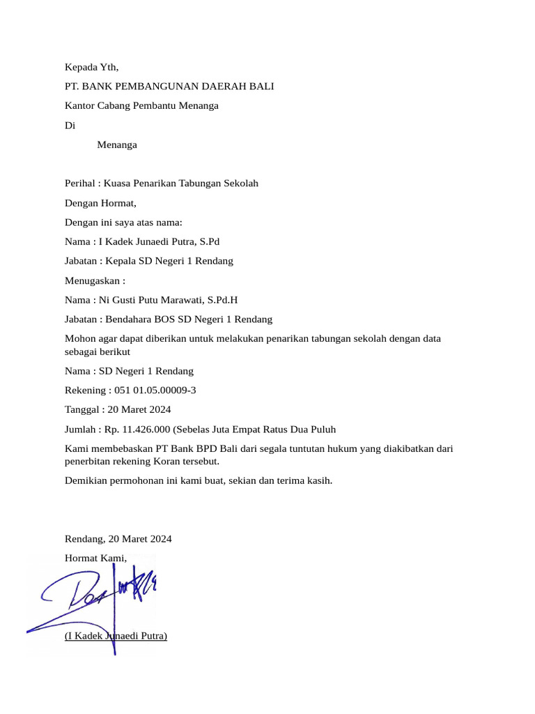 Surat Perm. Rek Koran | PDF