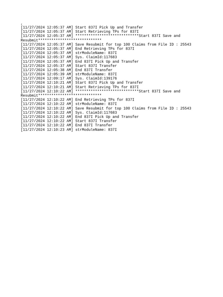 837I Claims Processing Log | PDF