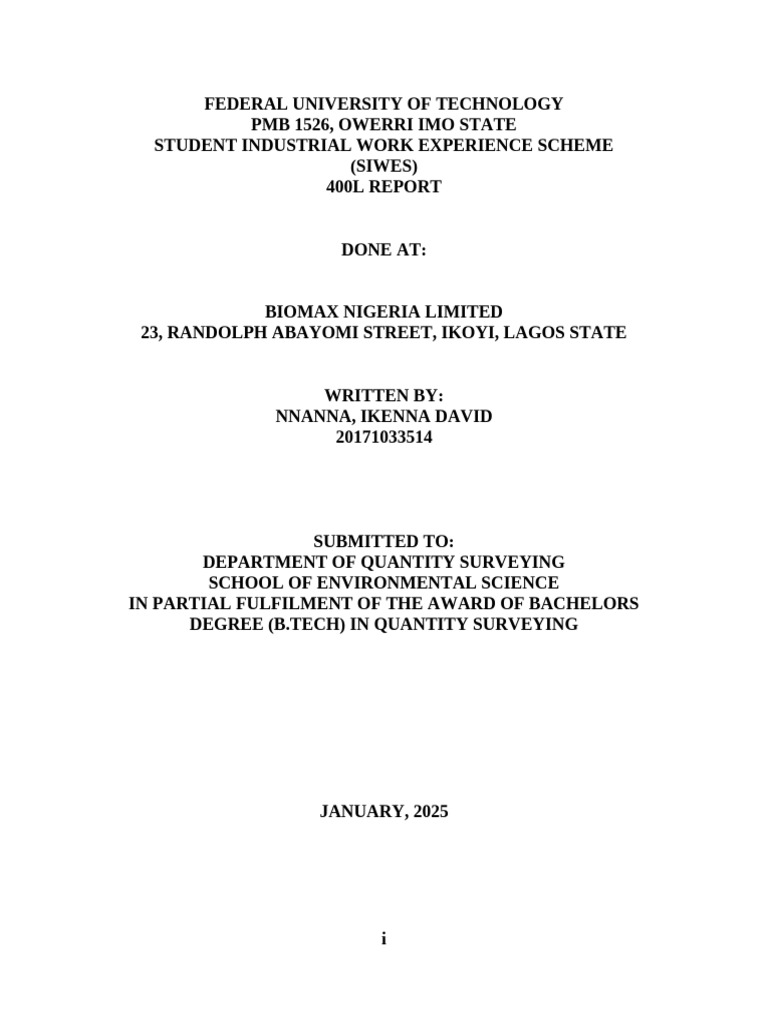 ALOZIE QST REPORT.doc PRELIMINARY PAGE | PDF ALOZIE QST REPORT.doc PRELIMINARY PAGE | PDF