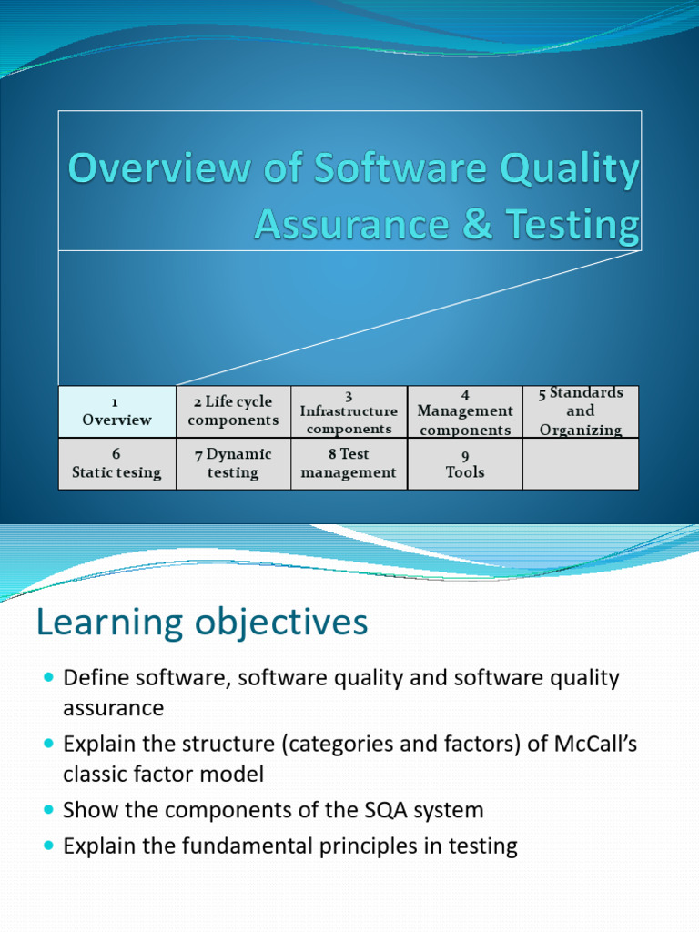Chapter 1overview Of Software Qa And Testing Pdf Software Testing