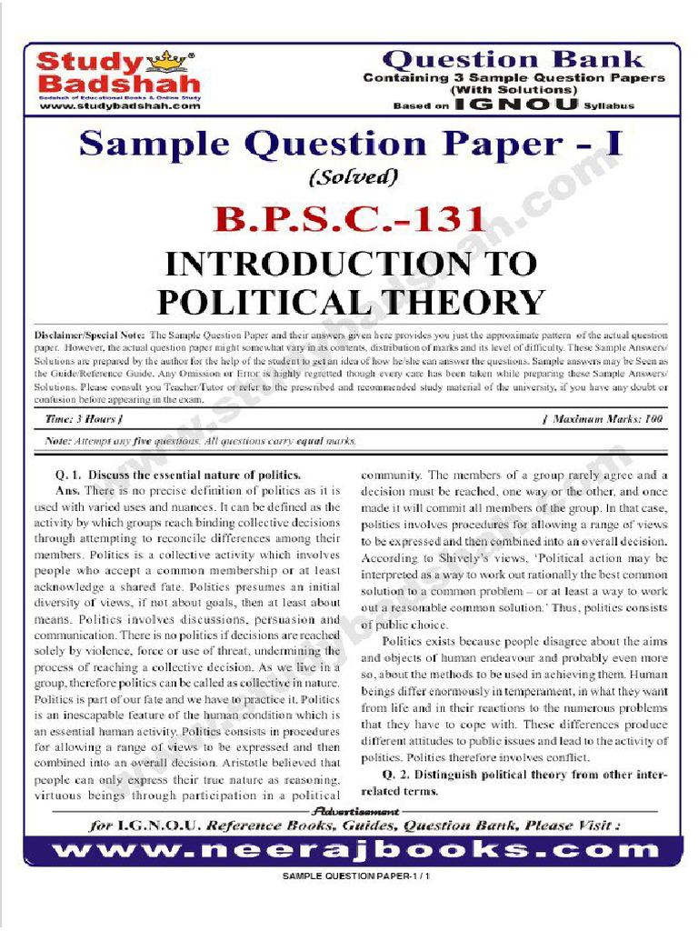 BPSC-131 EM Sample Paper | PDF