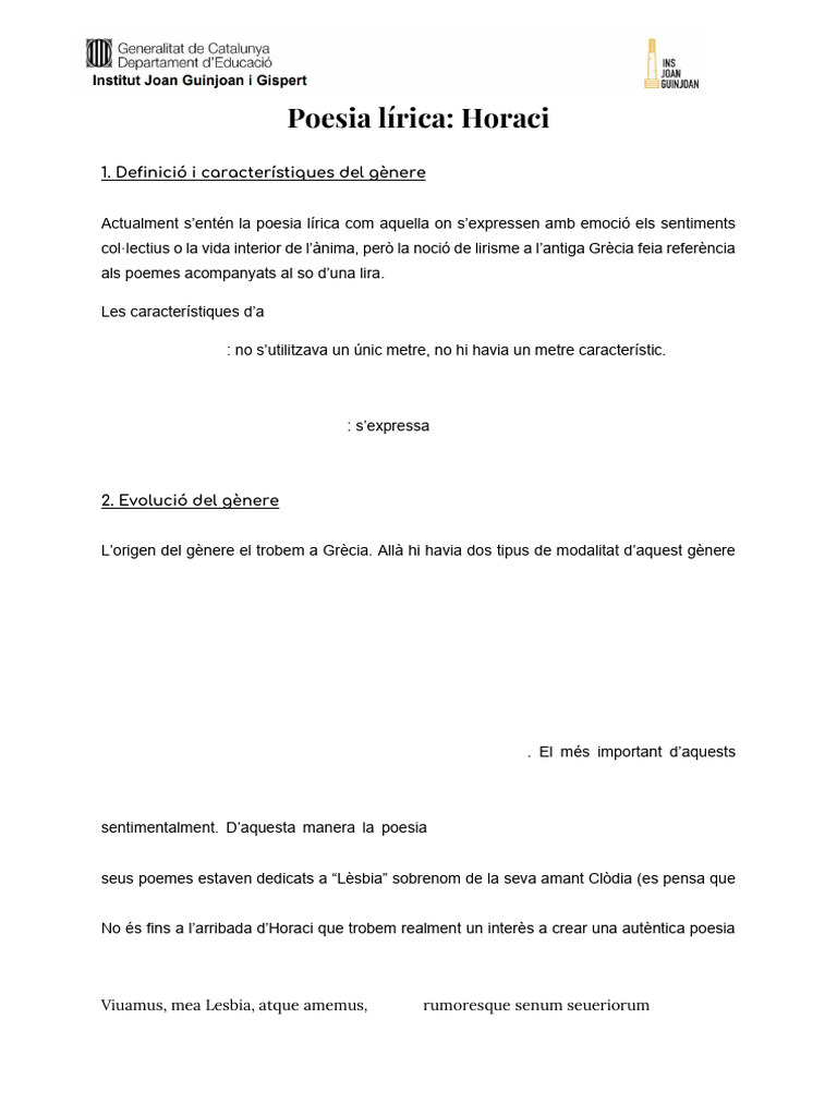 Poesia Lírica - Horaci | PDF