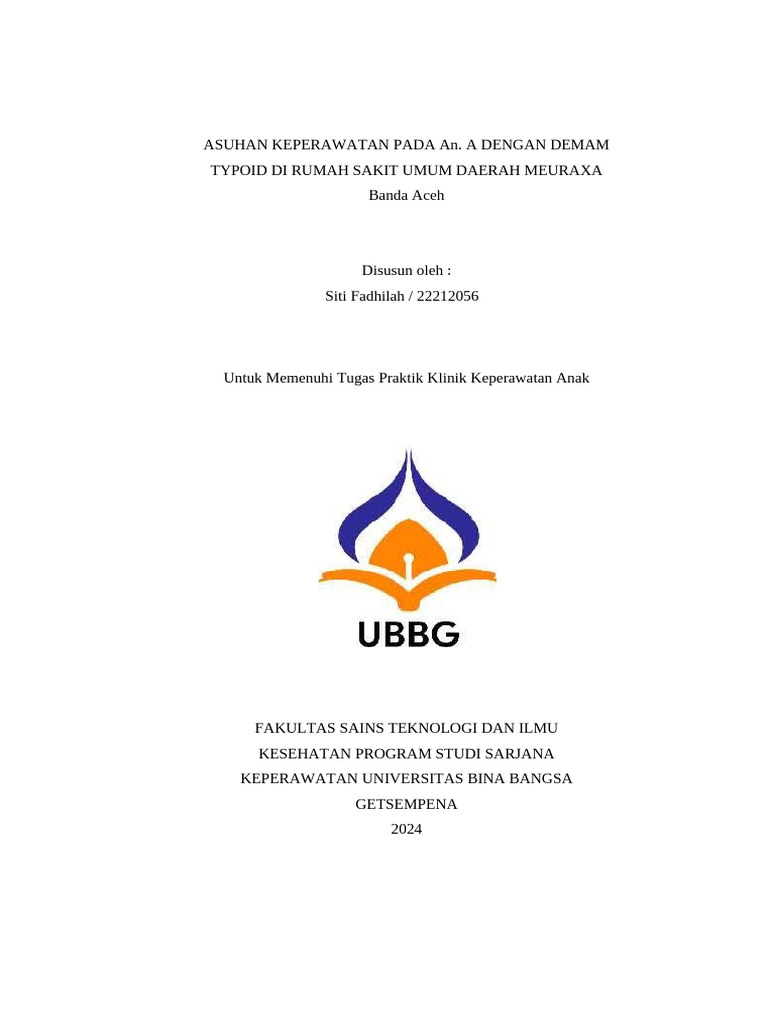 Asuhan Keperawatan Demam Typhoid Anak | PDF