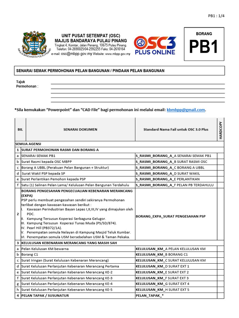 Pb1 Senarai Semak Pelan Bangunan | PDF