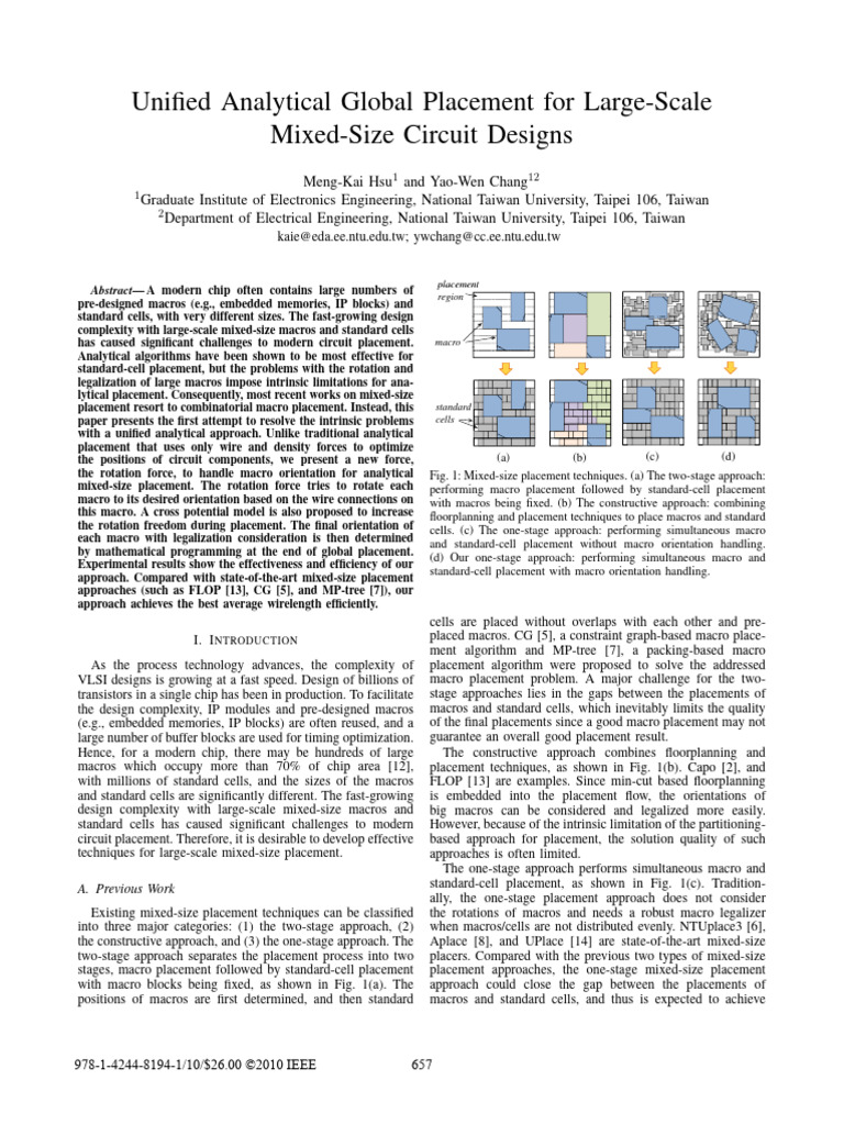 Unified Analytical Global Placement For Large-Scale Mixed-Size Circuit Designs | PDF | Computer ...