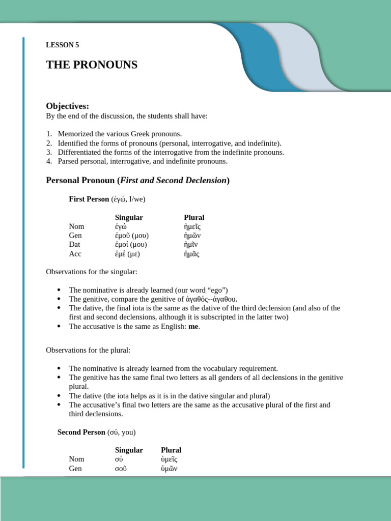 Lesson-5-The-Personal-Pronouns (2) | PDF | Grammatical Gender ...