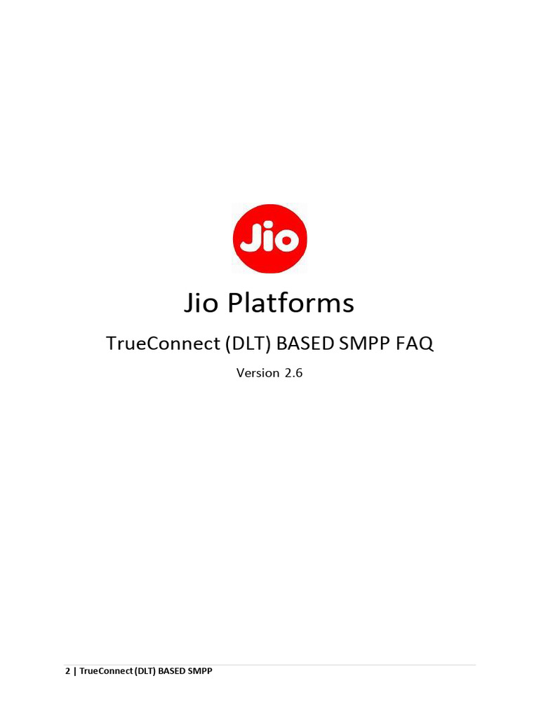Jio Platforms: Trueconnect (DLT) Based SMPP Faq | PDF | Telecommunications | Computing