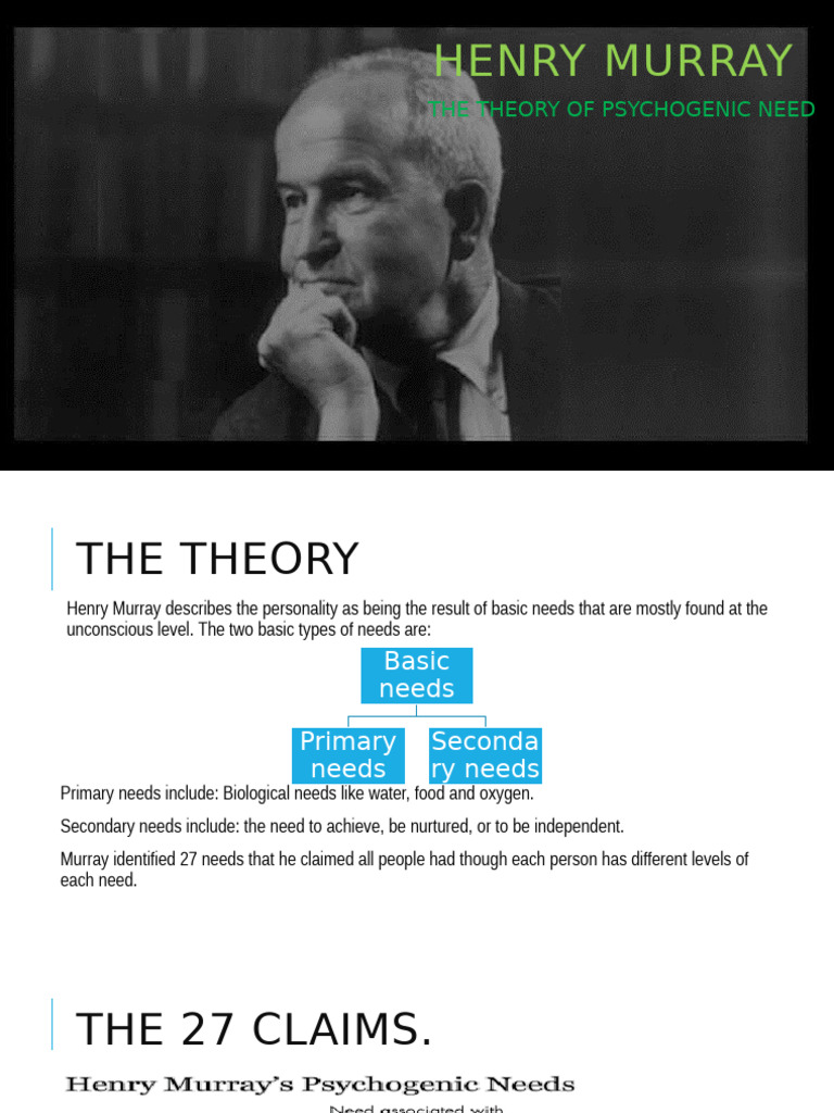 Murray's Psychogenic Needs Theory | PDF