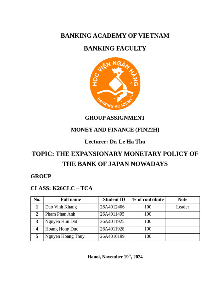 Japan's Current Expansionary Monetary Policy | PDF | Monetary Policy ...