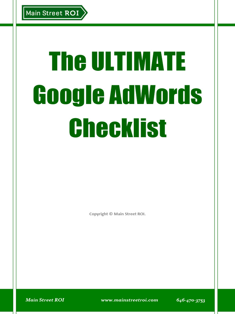 The Ultimate Google AdWords Checklist | PDF | Advertising | Search ...