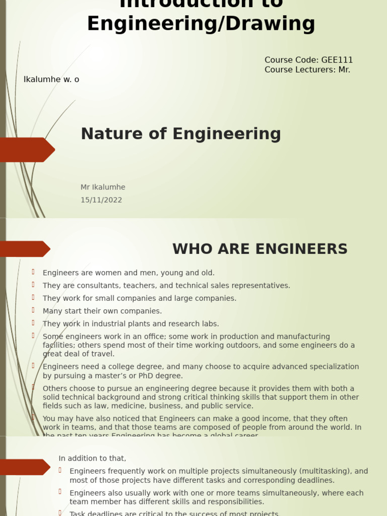 GEE 111 Note 2 | PDF | Engineer | Academic Degree
