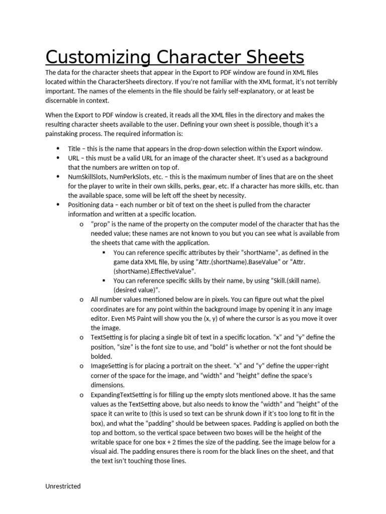 Customizing Character Sheets | PDF | Xml | Computer File