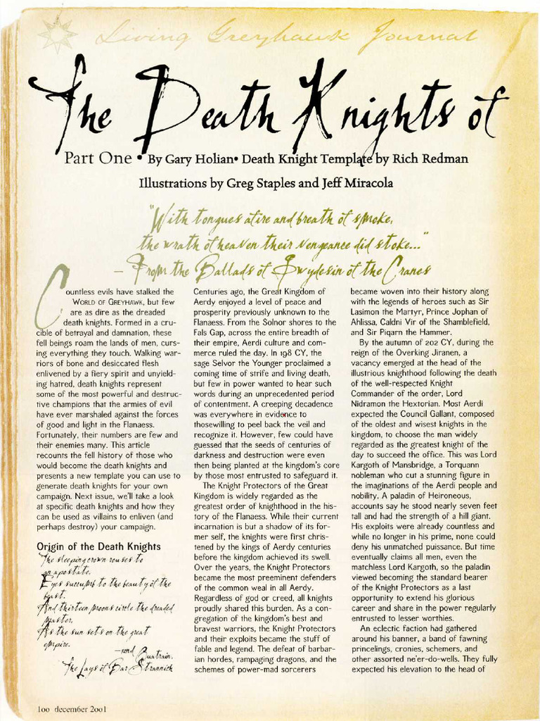 Living Greyhawk - Death Knights of Oerth, Parts 1 & 2 | PDF