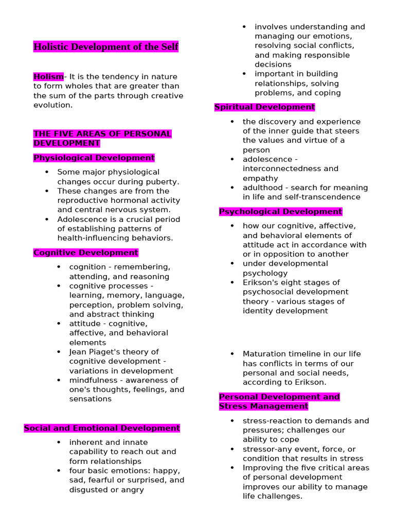 Holistic Development of The Self | PDF | Adolescence | Cognitive ...