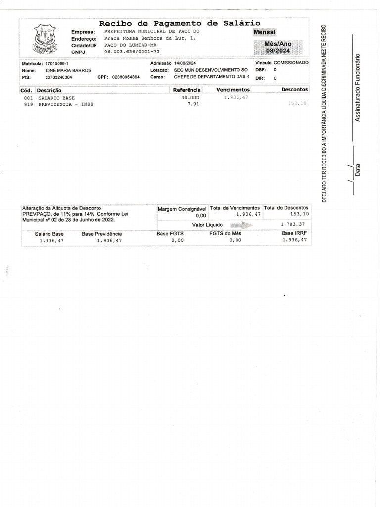 Recibo de Pagamento | PDF