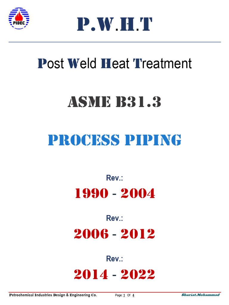 ASME B31.3 Process Piping PWHT Guide | PDF | Steel | Heat Treating
