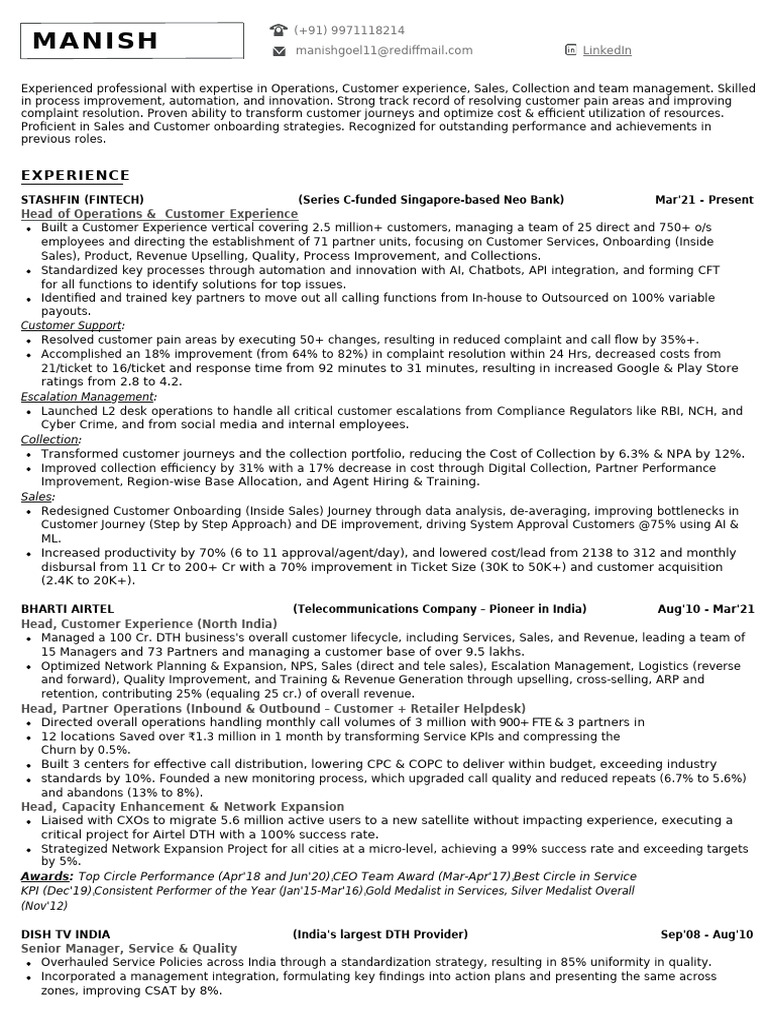 Resume_Manish_Goel | PDF | Business