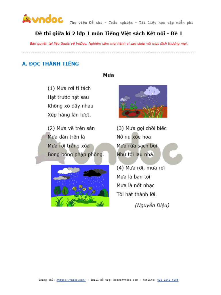 De Thi Giua Ki 2 Lop 1 Mon Tieng Viet Nam 2021 Sach Ket Noi de 1 | PDF