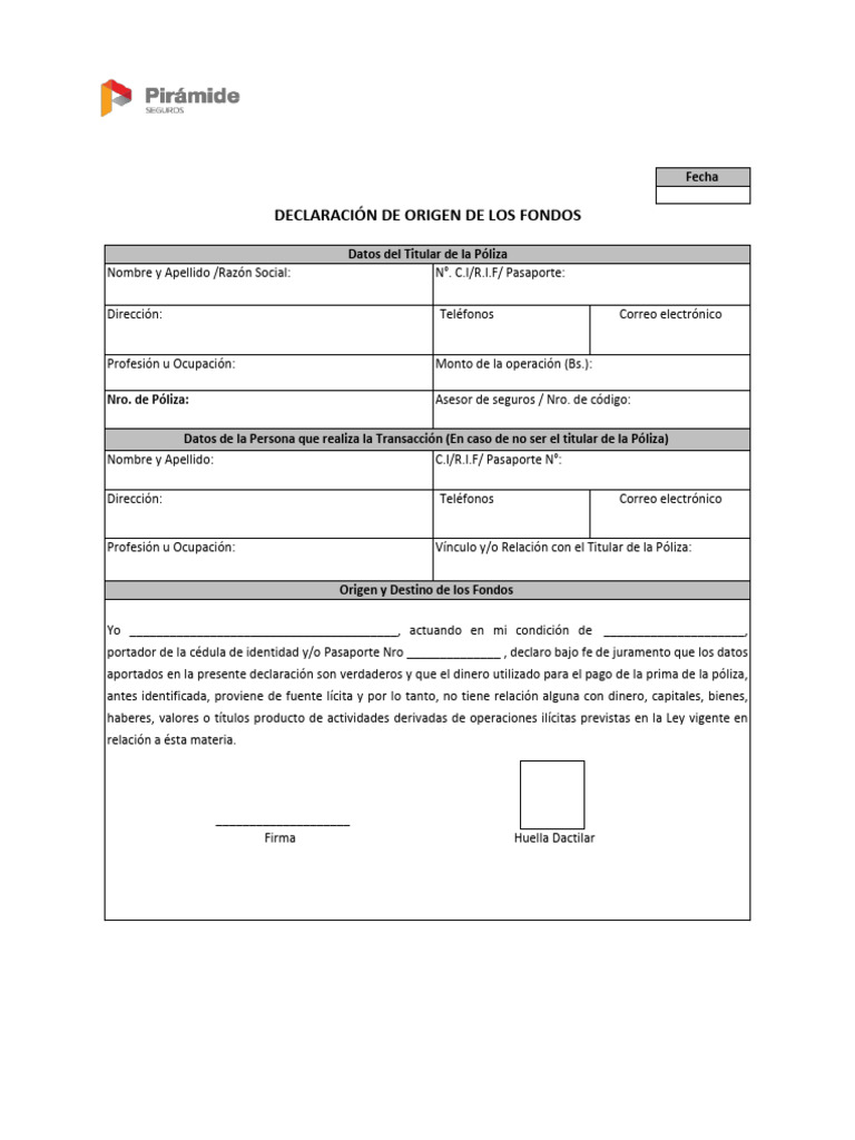 Declaración de Origen de Los Fondos | PDF