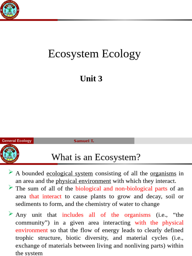 Ecosystem Ecology Unit 3 | PDF | Ecosystem | Food Web