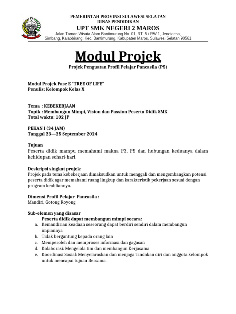 Modul Projek p5 Kebekerjaan | PDF