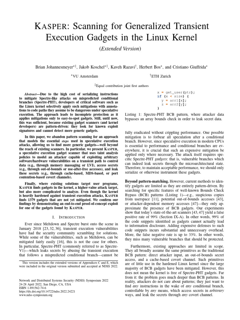 Kasper Ndss22 | PDF | Pointer (Computer Programming) | Kernel (Operating System)