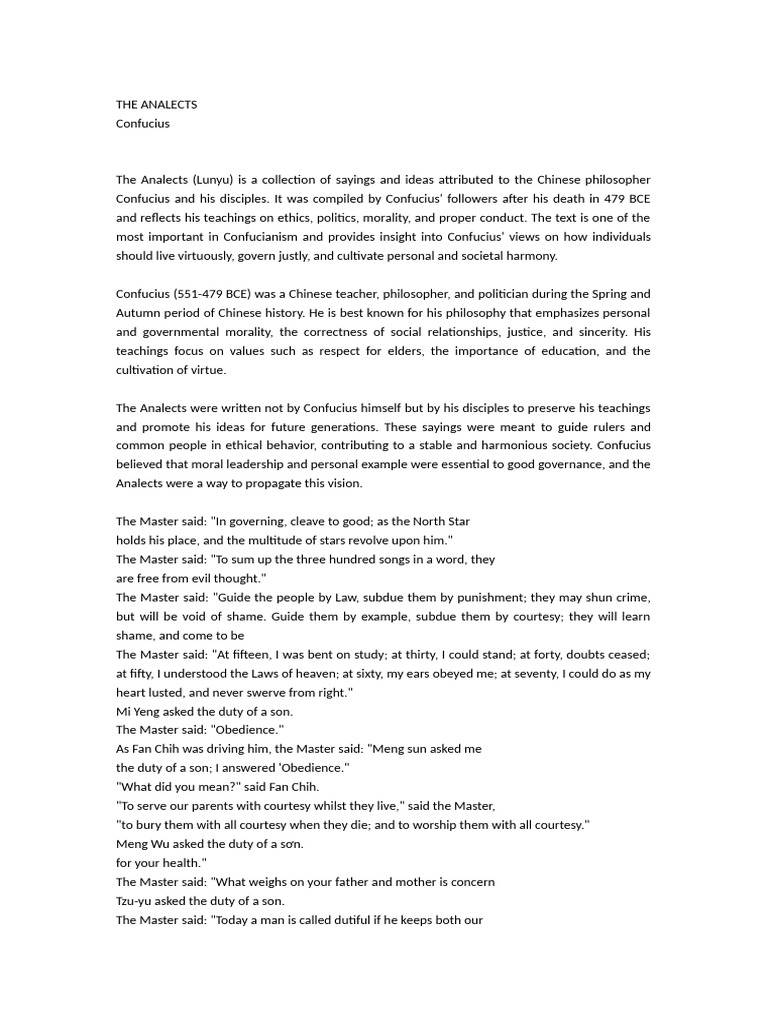 Insights from Confucius' Analects | PDF | Analects | Confucius