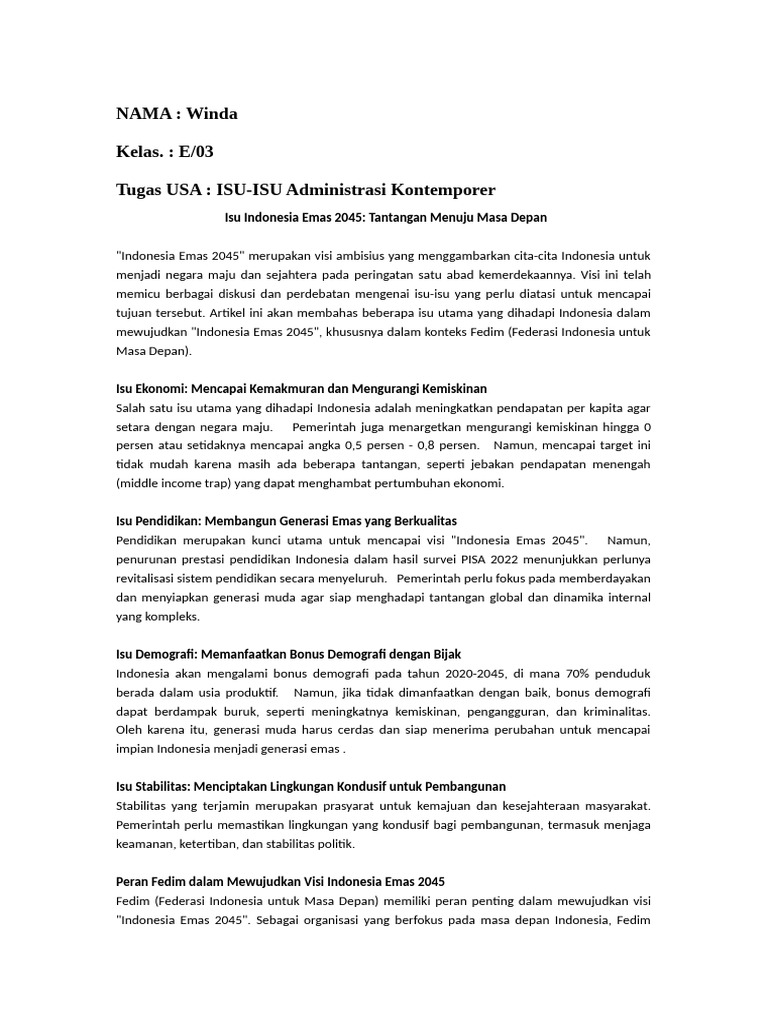 NAMA Winda Isu Isu Uas | PDF