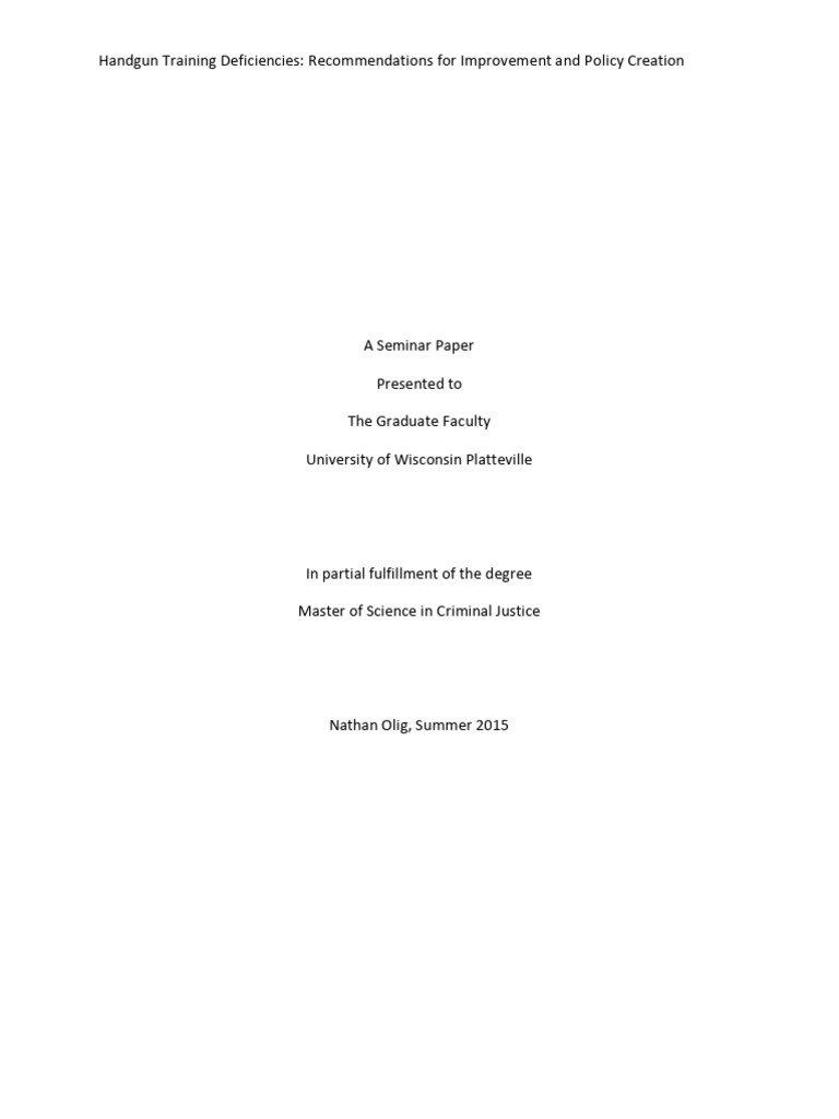 Handgun training deficiencies recommendations for improvement and ...