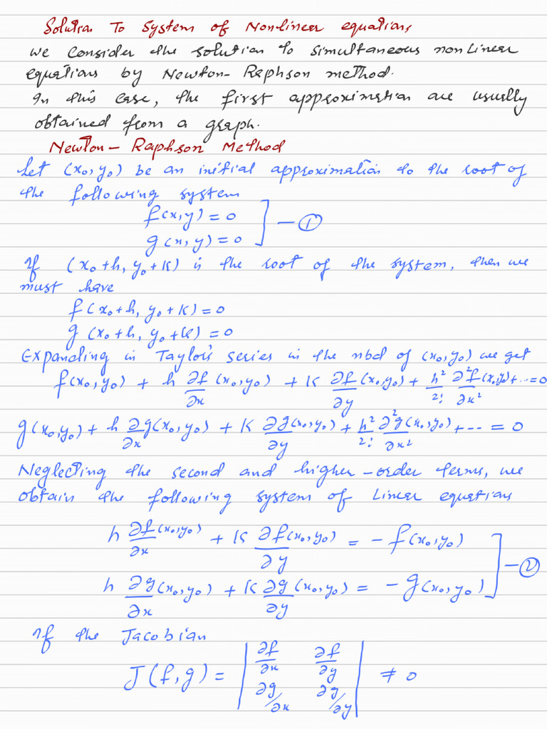 Newton Rapson Method-2 System Non Linear Eq | PDF