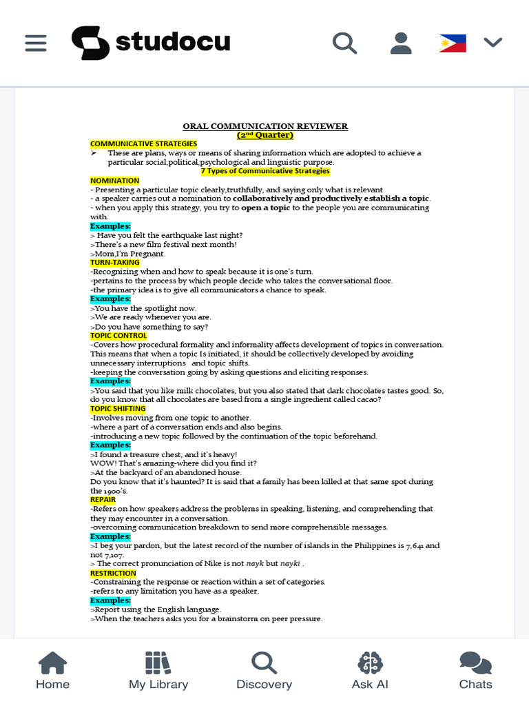 ORAL Communication Reviewer 2nd Quarter - ORAL COMMUNICATION REVIEWER ...