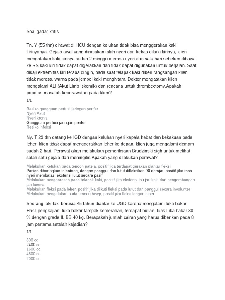 Soal gadar kritis | PDF