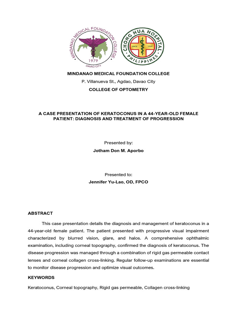 A Case Presentation of Keratoconus in A 44-Year-Old Female Patient Diagnosis and Treatment of ...