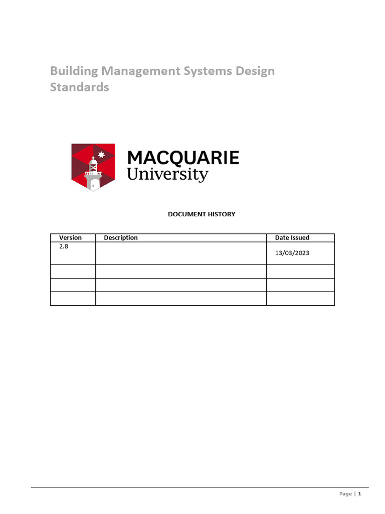 BMS Specification and Standard Macquarie University v2.8 | PDF ...
