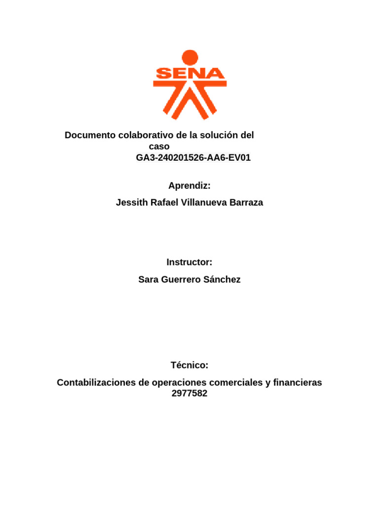 Solución Caso Contable GA3-240201526-AA6-EV01 | PDF
