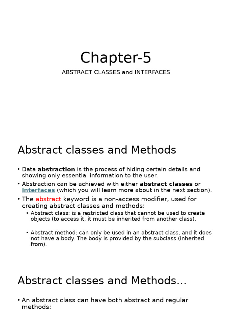 5 Lecture Five Abstract Classes Interfaces Pdf Class Computer Programming Method