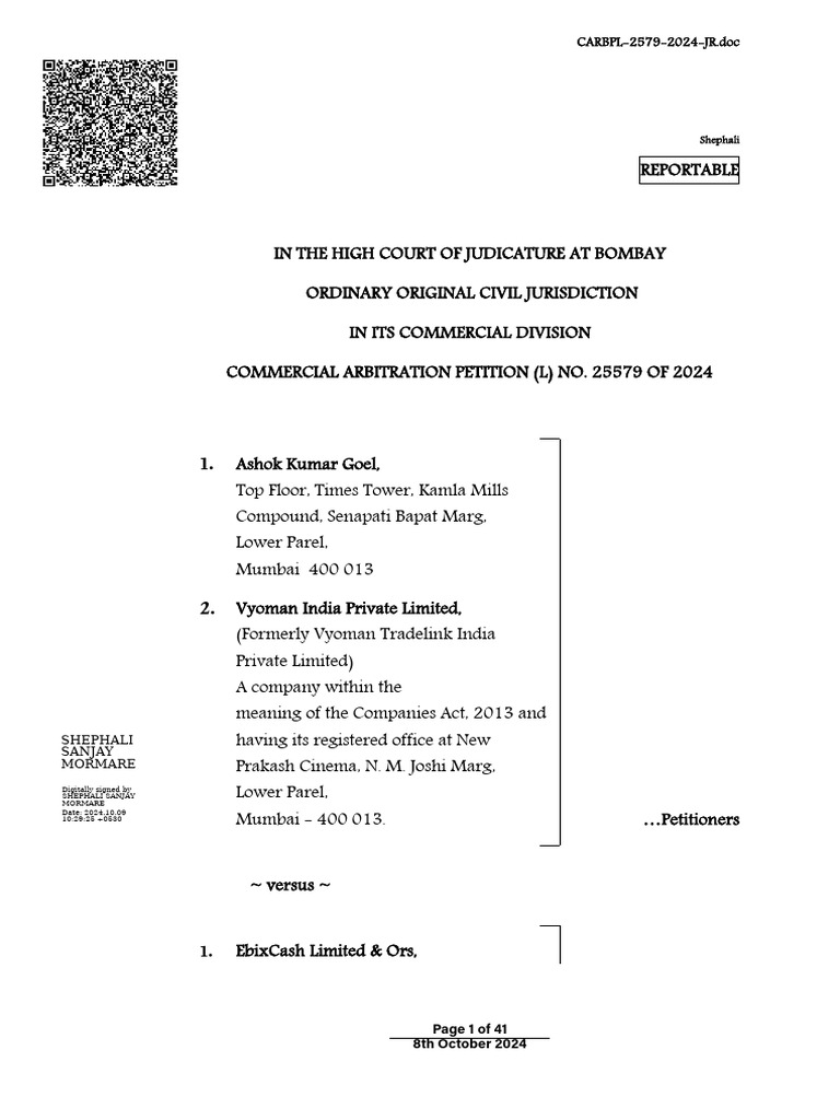 2024:bhc-Os:15701: Carbpl-2579-2024-Jr | PDF | Arbitration | Bankruptcy