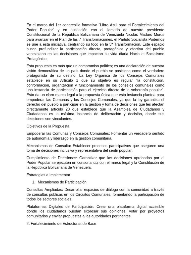 1er Congresillo Formativo Propuesta Del Estado Falcon | PDF | Venezuela ...