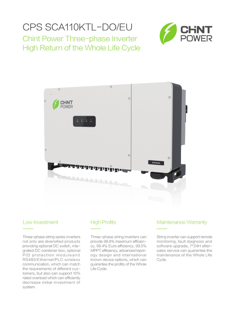Chint 110kw On Grid Solar Inverter | PDF | Power Inverter | Alternating Current