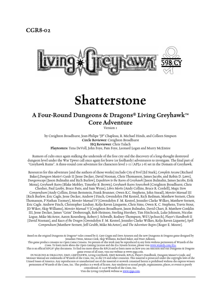 CGR8-02 Shatterstone | PDF | Fantasy | Role Playing Games