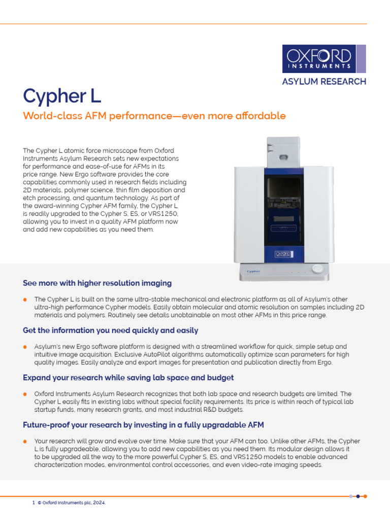 Cypher L AFM: Performance & Upgrade Options | PDF | Atomic Force ...
