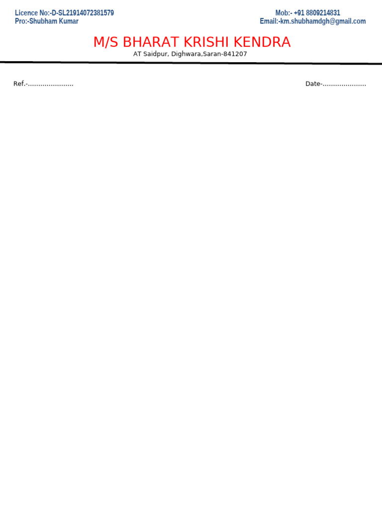 Letter Pad Bharat Krishi Kendra | PDF