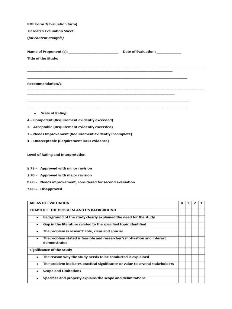 RDE-Form-7 | PDF | Evaluation | Hypothesis