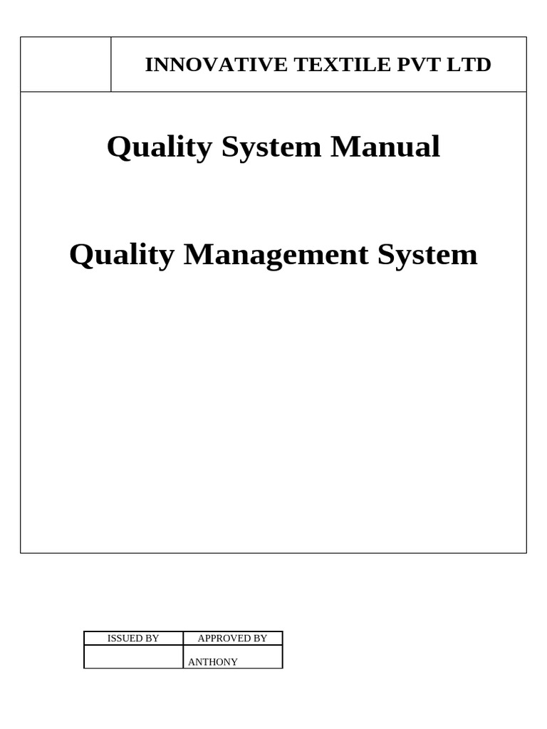 Qms Manual Innovative Textile | PDF | Quality Management | Quality (Business)