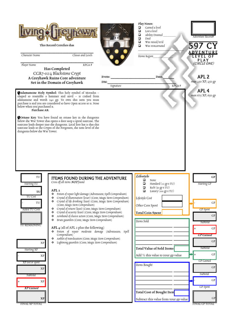 CGR7-02 Part 4 Blackstone Crypt AR | PDF | Fantasy Games | Fantasy Role ...