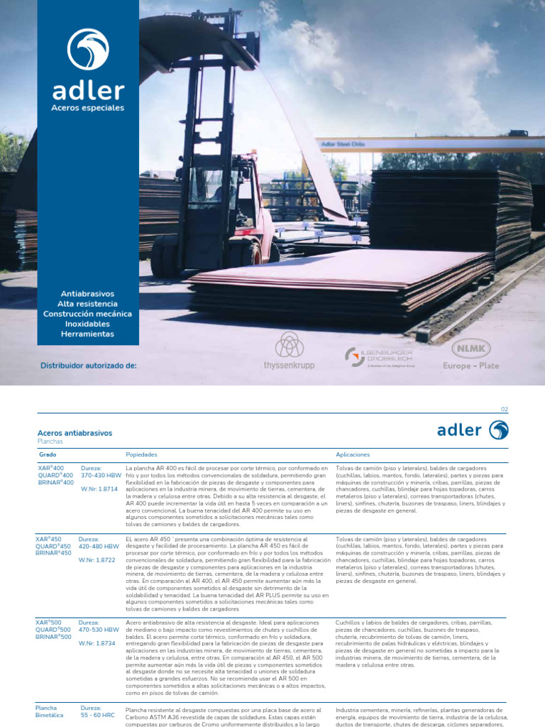 Catalogo Adler | PDF | Acero | Tratamiento a base de calor
