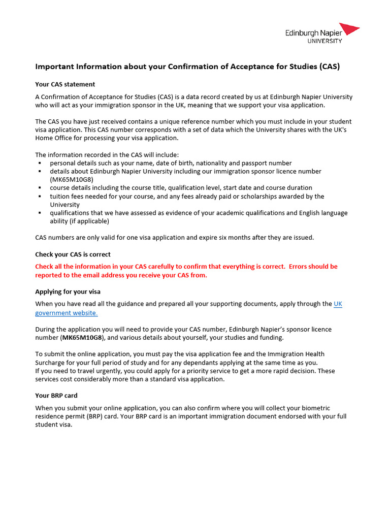 Confirmation of Acceptance For Studies Information | PDF | Travel Visa ...